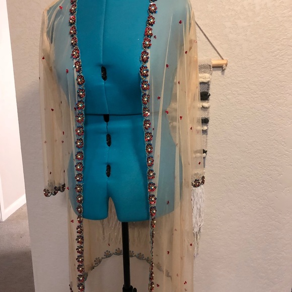 Other | Mesh Cape With Embellished Floral Details | Poshmark